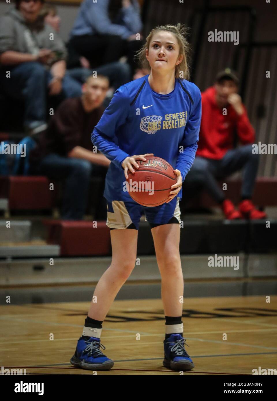 Basketball action with Genesee vs Wallace High School in Coeur d'Alene ...