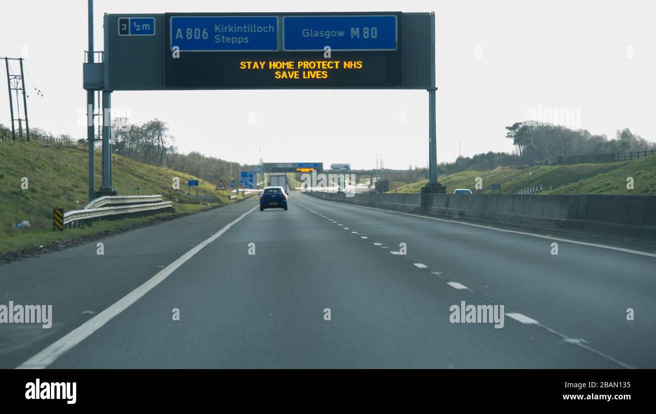 Lone car on motorway during coronavirus lockdown hi-res stock ...