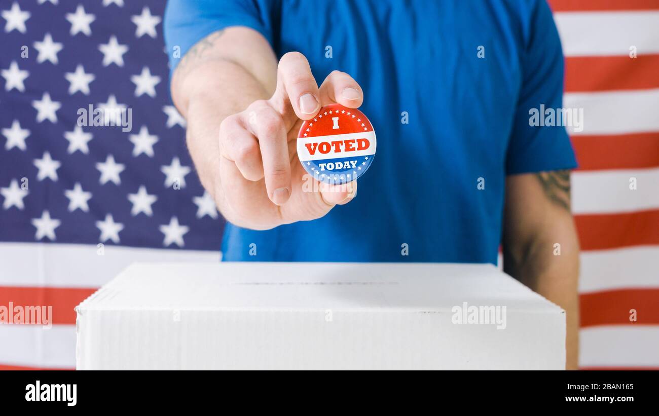 American flag on sticker hi-res stock photography and images - Alamy