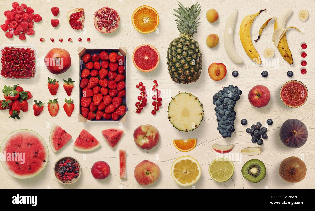 Fresh mixed fruits isolated. Organic food background. Healthy eating ...