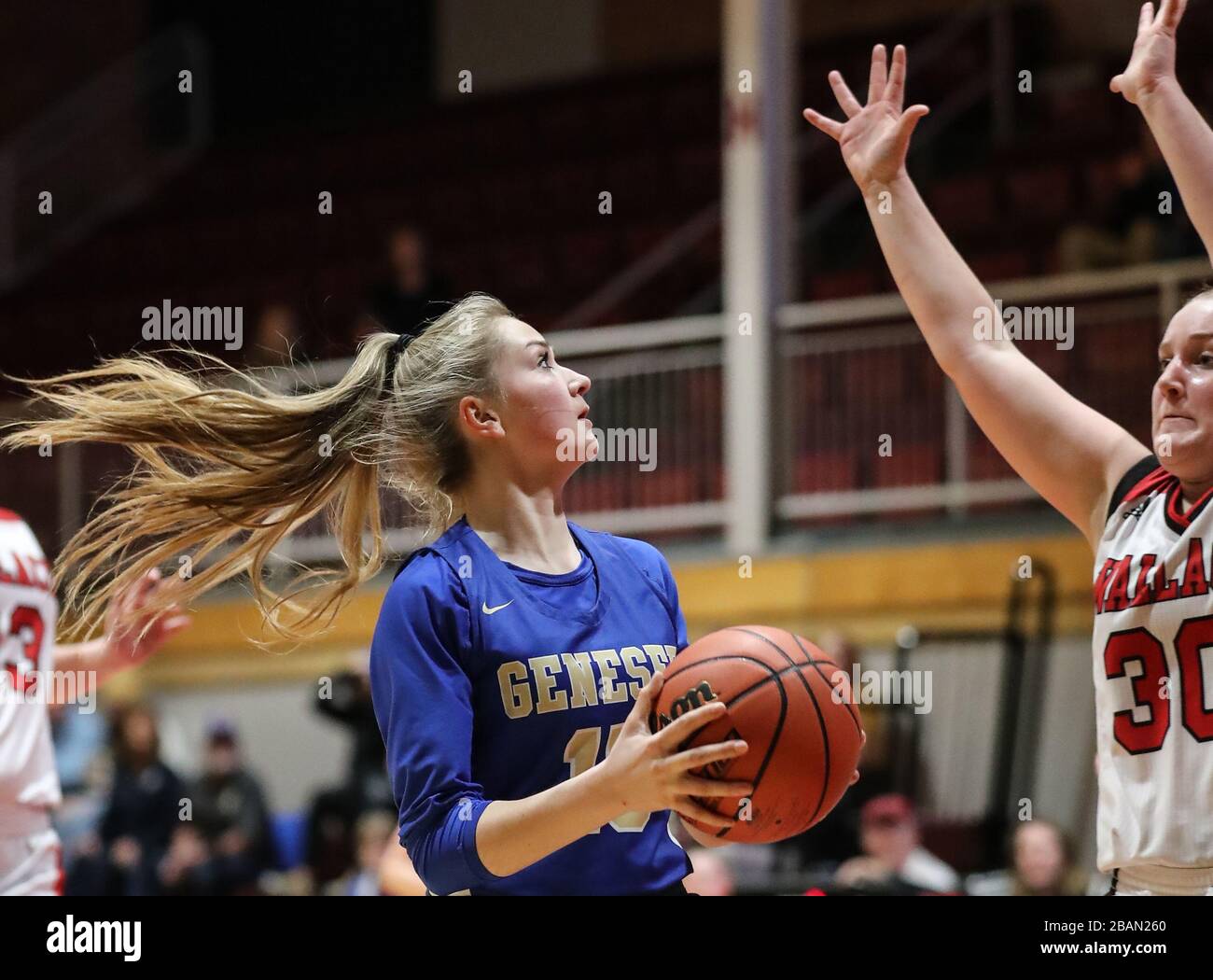 Basketball action with Genesee vs Wallace High School in Coeur d'Alene ...