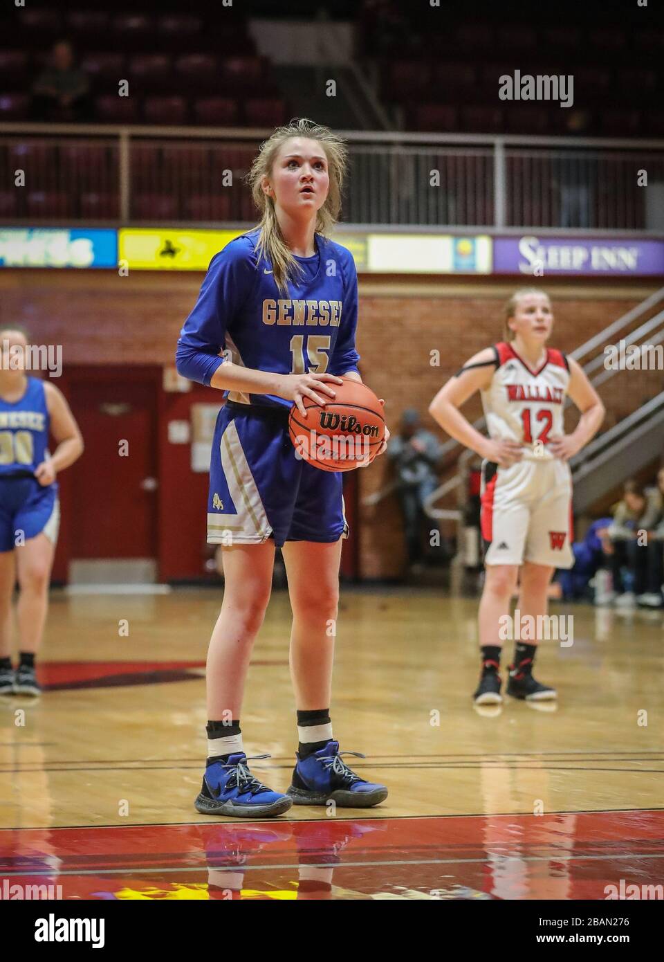 Basketball action with Genesee vs Wallace High School in Coeur d'Alene ...
