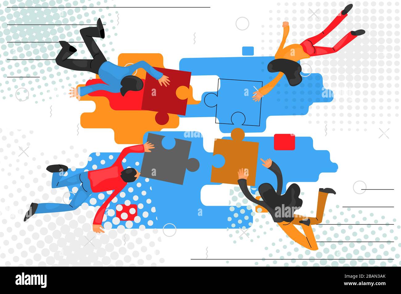 Team bussines concept.Modern bright style.People fly and connecting ...