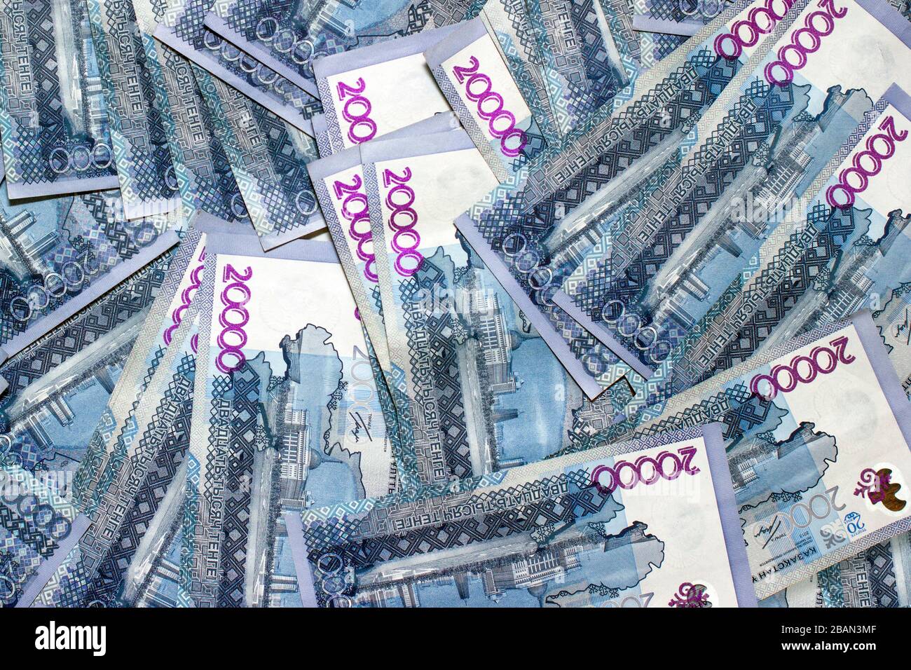 Flat lay view on 20,000 tenge qazaq national currency background Stock ...