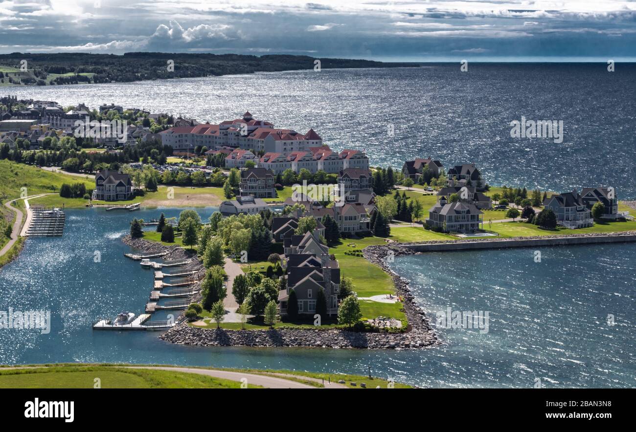 Aerial view of Bay Harbor Stock Photo - Alamy