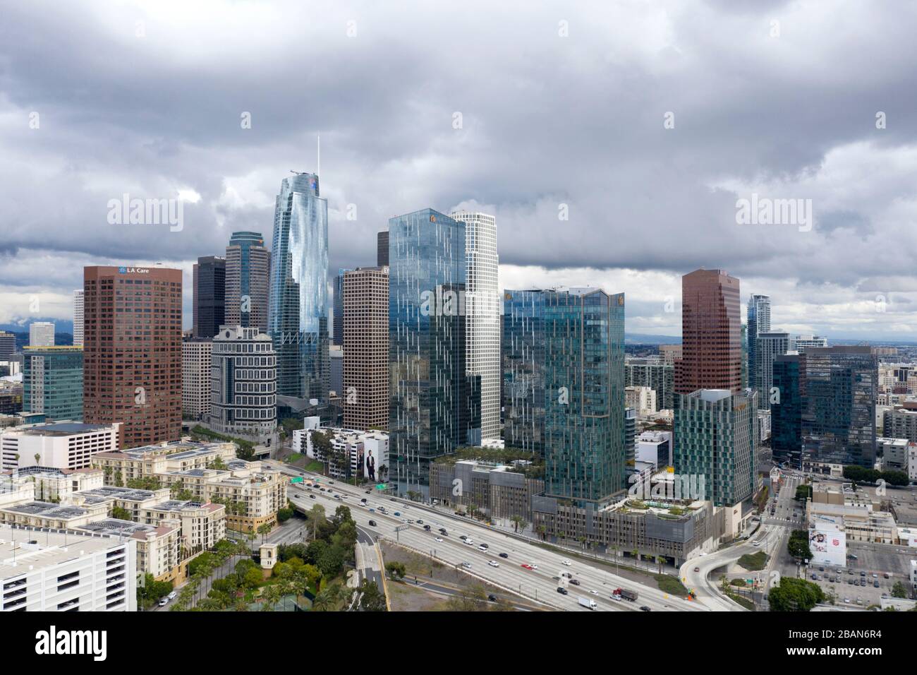 Aerial views of downtown Los Angeles skyline Stock Photo - Alamy