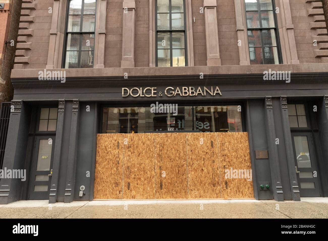 New York, NY - March 28, 2020: Some high end stores like Dolce ...
