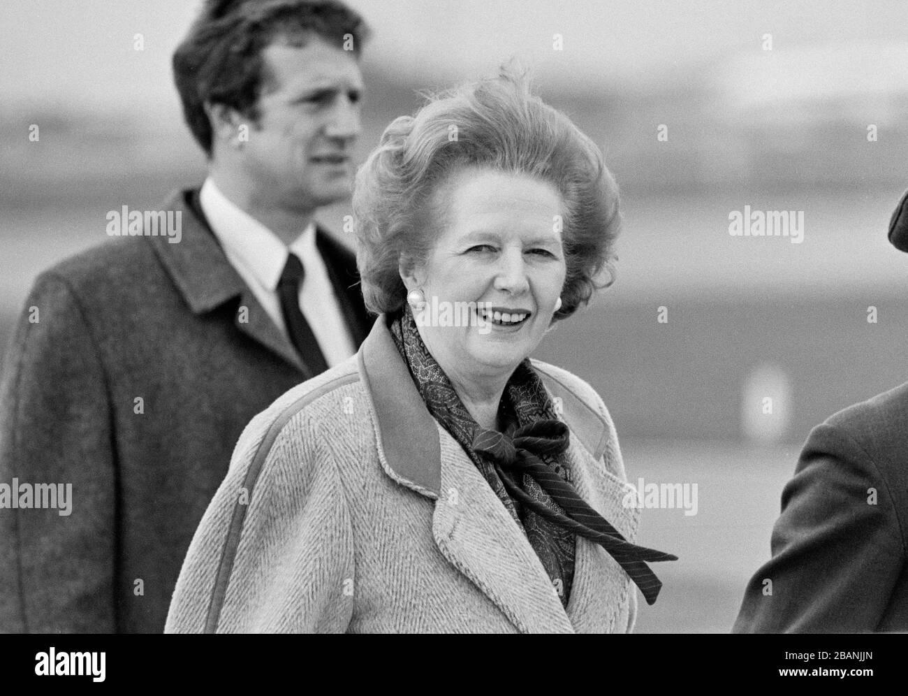 The Prime Minister Margaret Thatcher leaving London's Heathrow Airport ...