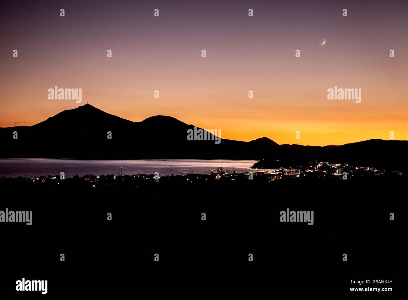 Sunset in Milos bay, Milos, Greece Stock Photo - Alamy