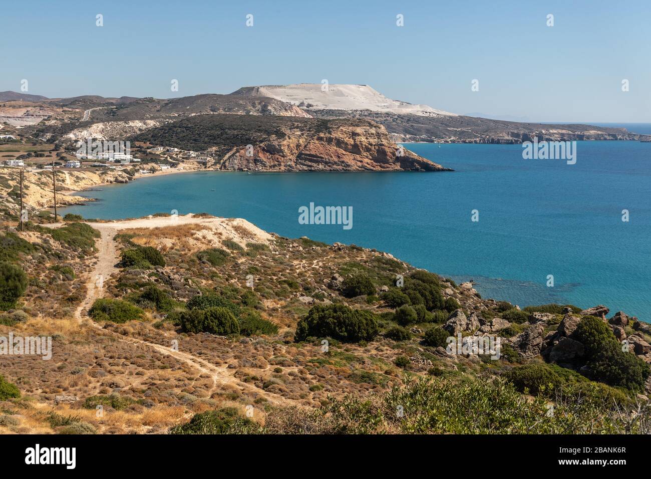 View of Provatas and in Agios Sostis Beaches, Milos, Greece Stock Photo ...