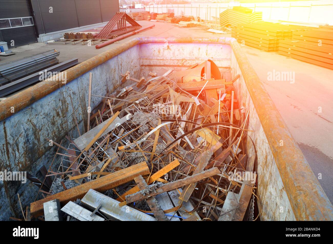 Scrap metal collection at a metal processing plant. Secondary material ...