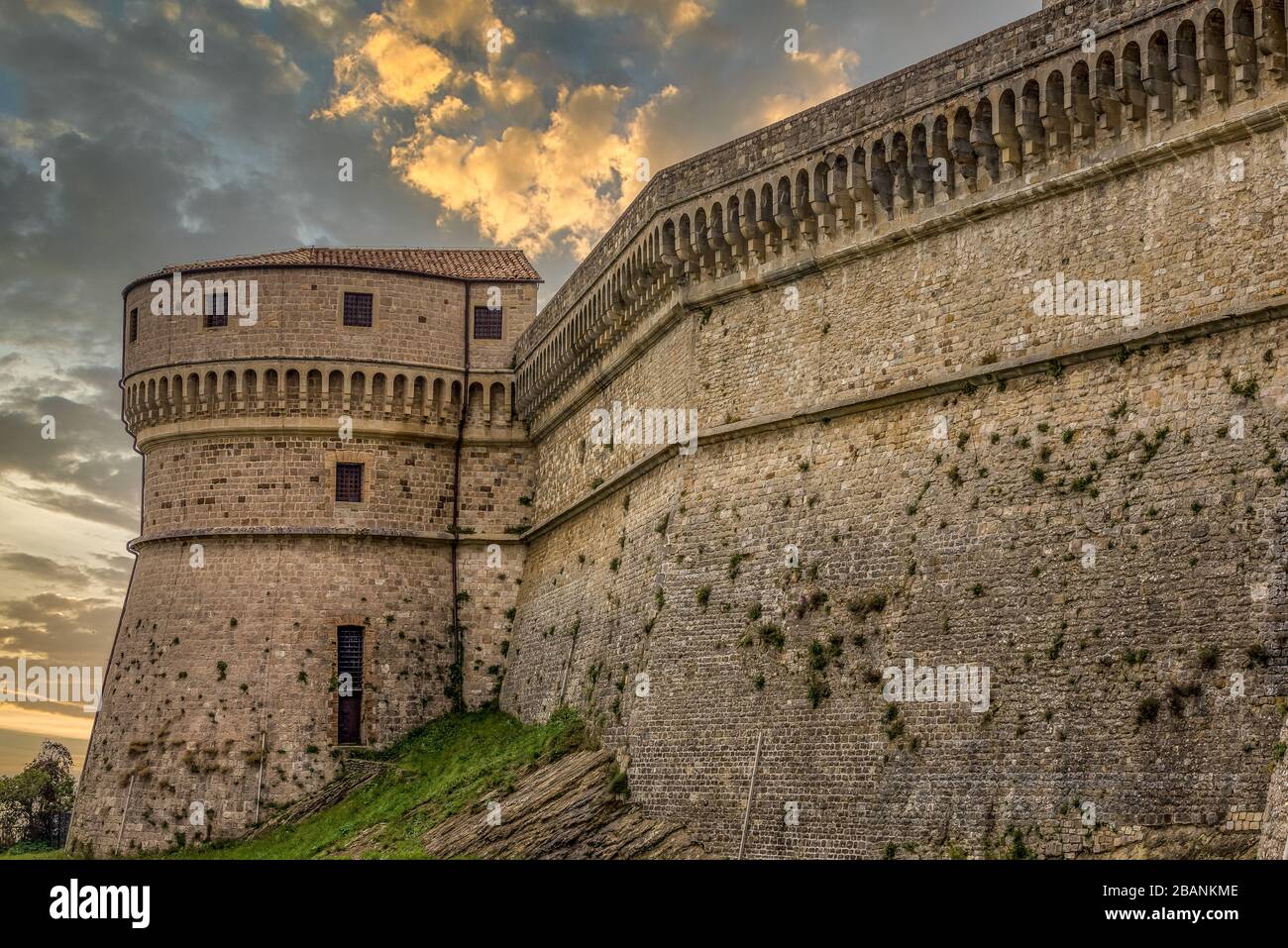 Medieval machicolation of a cannon tower supporting corbels of a ...