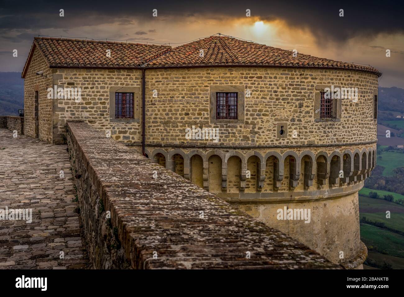 Medieval machicolation of a cannon tower supporting corbels of a ...
