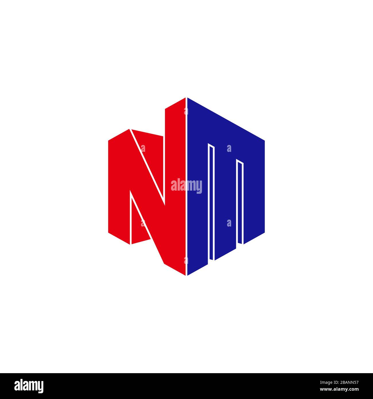 letter nm simple geometric 3d flat colorful design logo vector Stock ...