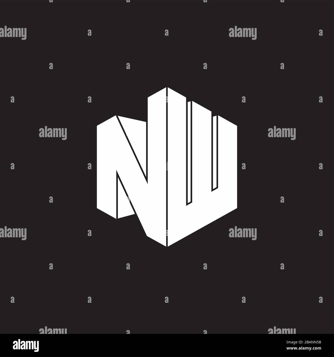 letter nw simple geometric 3d flat design logo vector Stock Vector ...