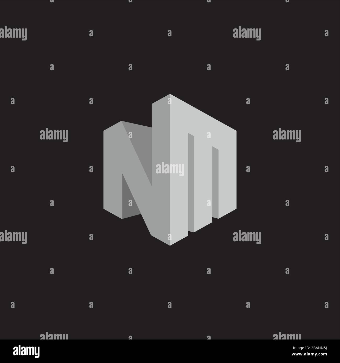 letter nm geometric 3d gradient shadow design logo vector Stock Vector ...