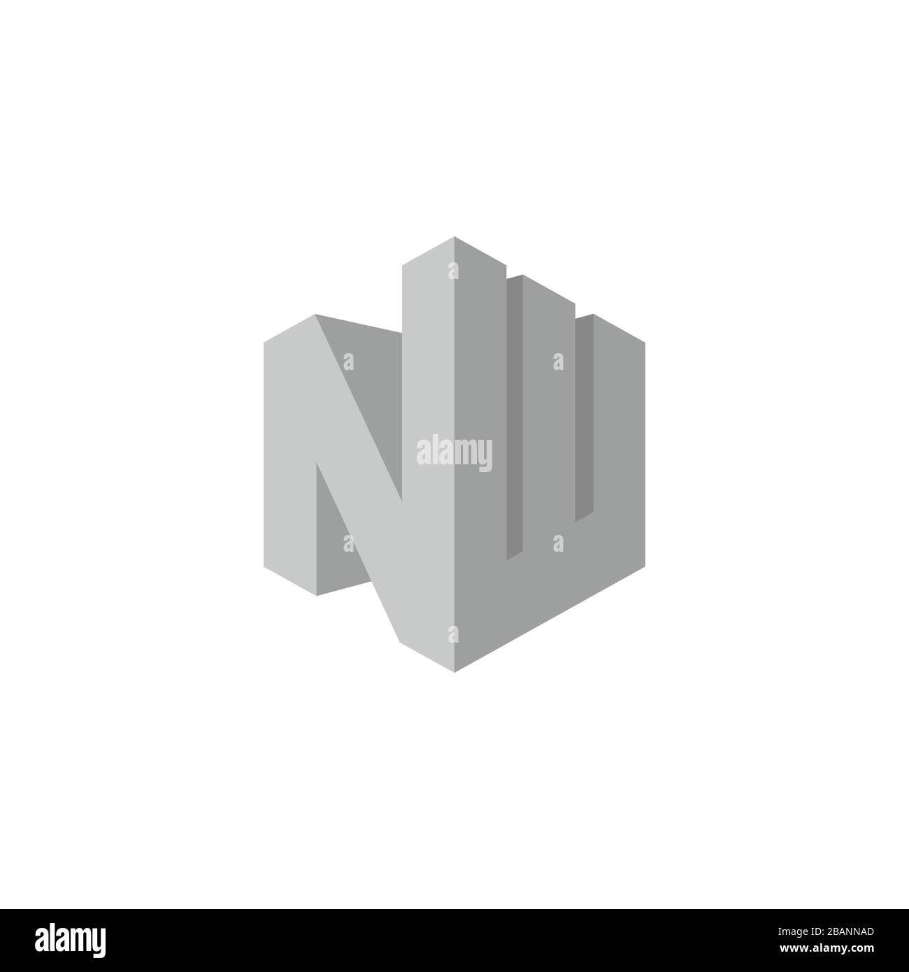 letter nw simple geometric 3d gradient shadow design logo vector Stock ...