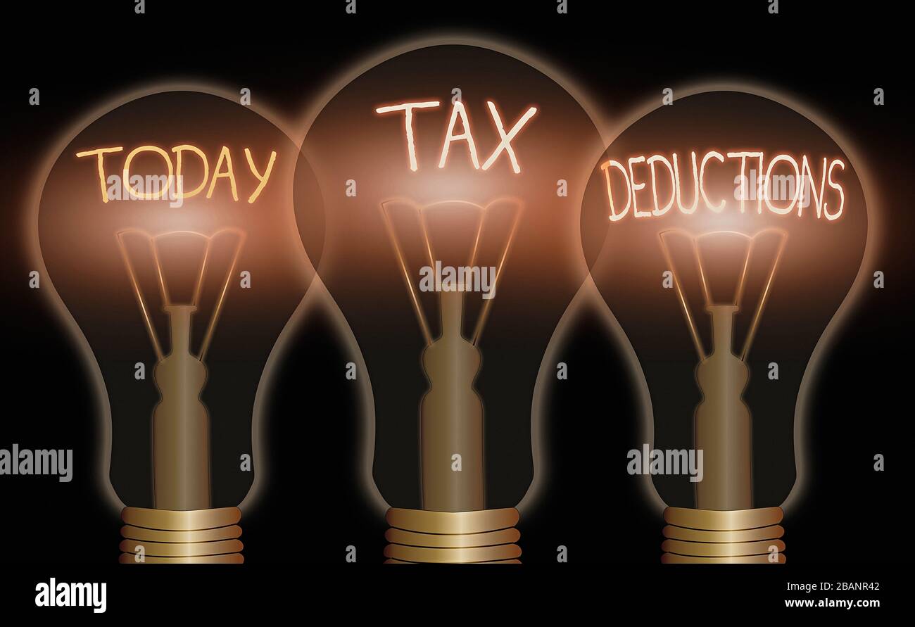 Word writing text Tax Deductions. Business photo showcasing an amount ...