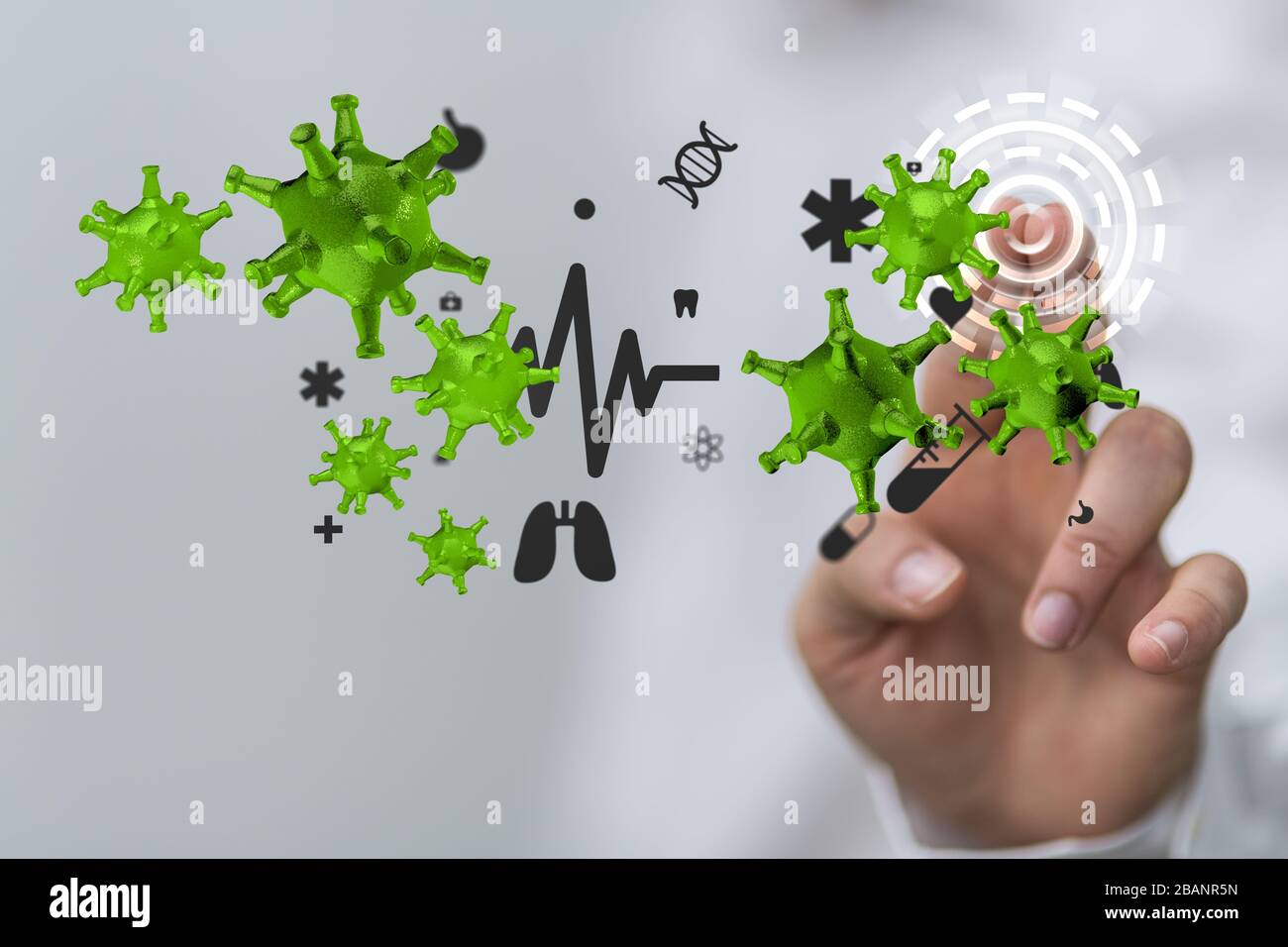 A flu virus attack digital 3d Stock Photo - Alamy