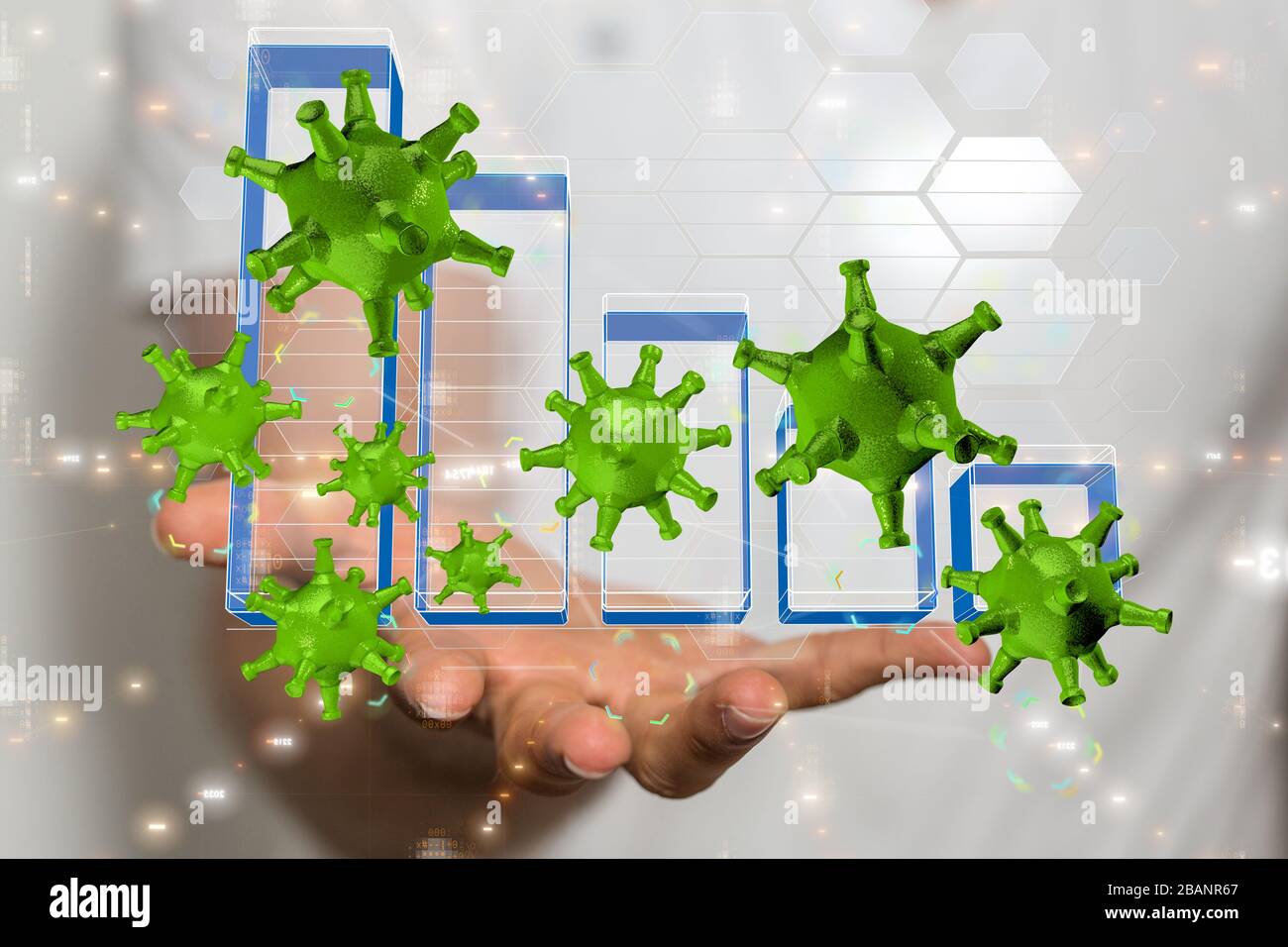 A Financial stock graph has down from virus corona outbreak Stock Photo ...