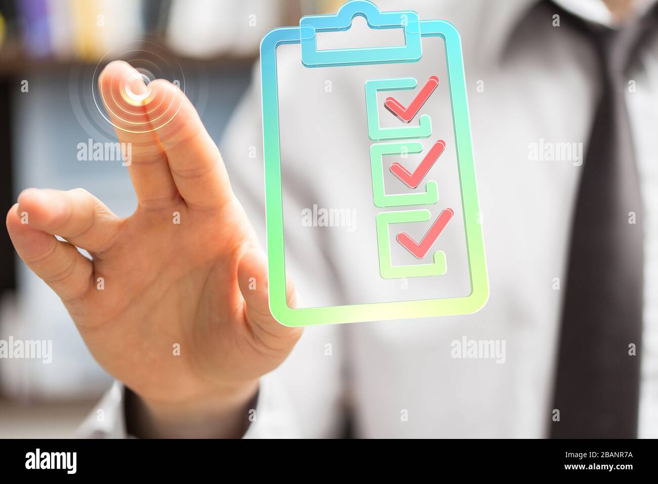 A Touching Check List on Visual Screen Stock Photo - Alamy