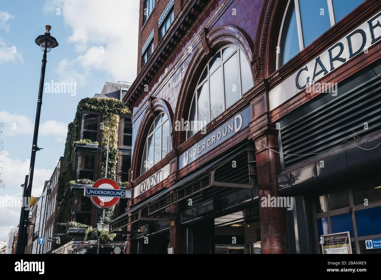 London, UK - March 06, 2020: Underground roundel and station name sign ...