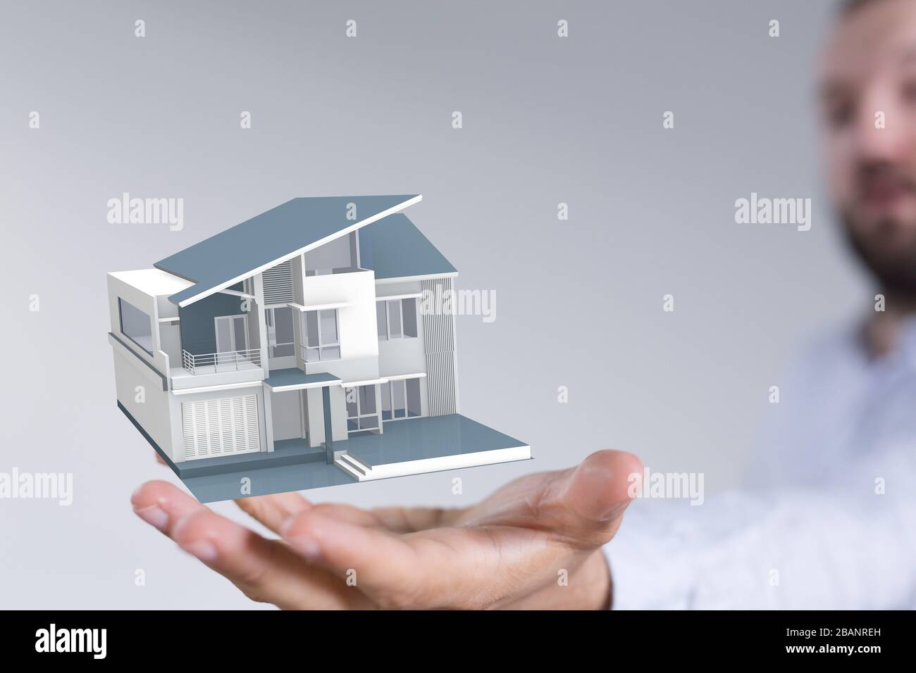 A House, Residential Structure, Human Hand. concept Stock Photo - Alamy