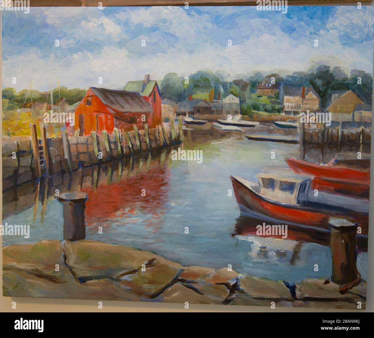 Motif One, Rockport MA. Original oil painting oil on panel Stock Photo ...