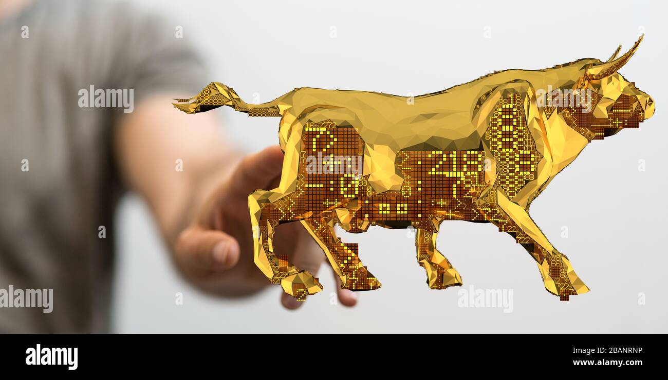 A Bull shapes that look like made of origami paper with symbols of ...