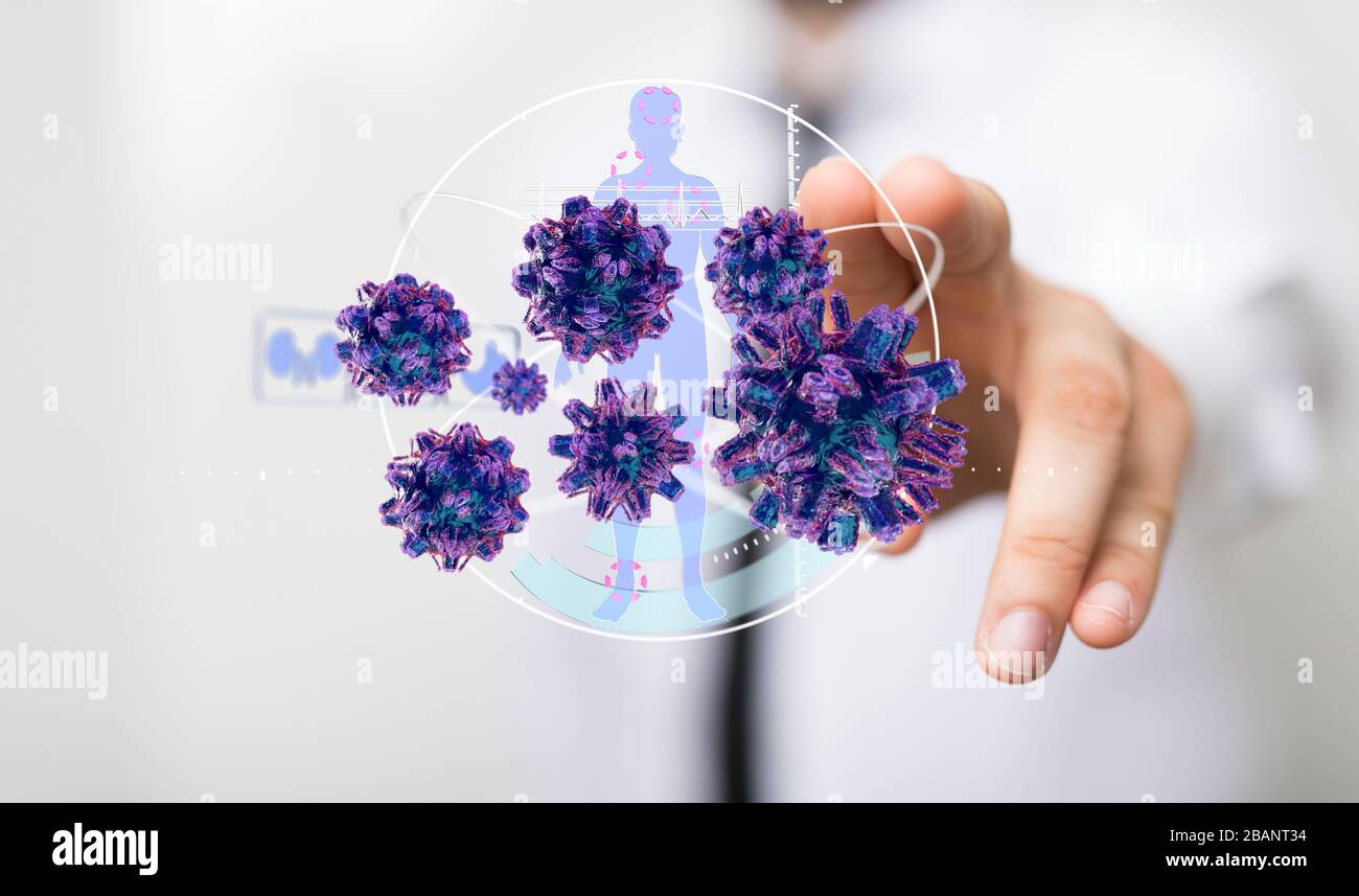 A flu virus attack digital 3d Stock Photo - Alamy