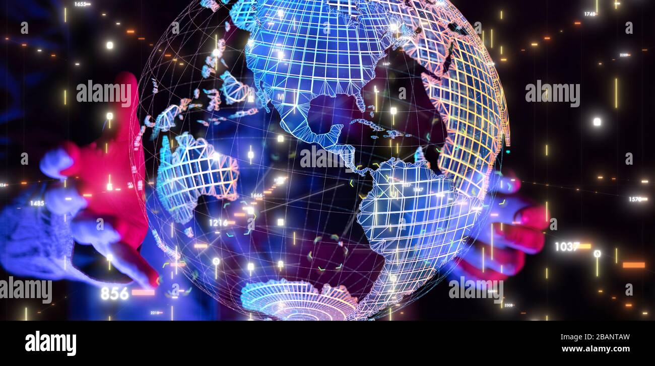 A Big data visualization. Network connection structure Stock Photo - Alamy