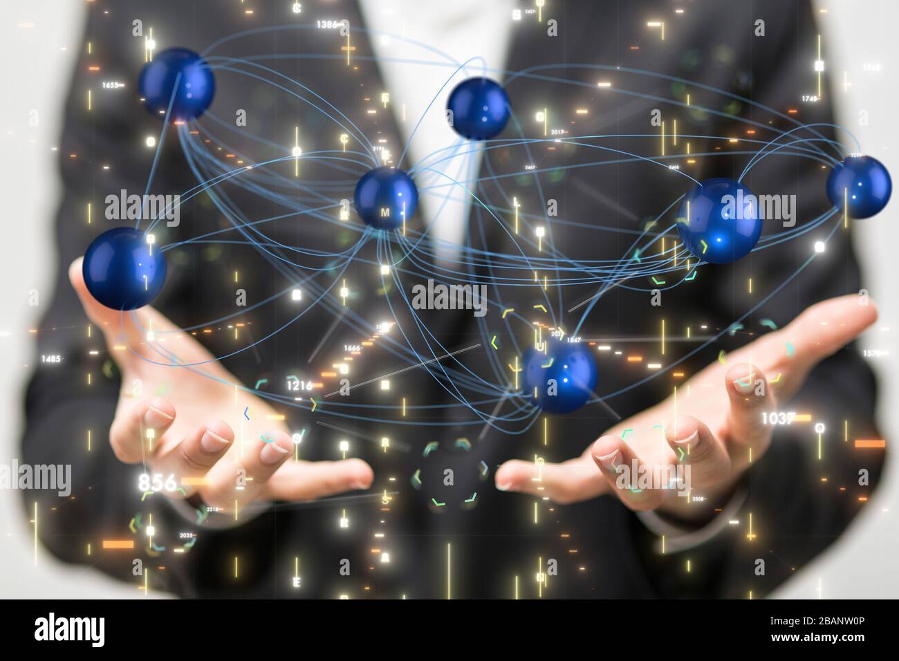 A Big data visualization. Network connection structure Stock Photo - Alamy