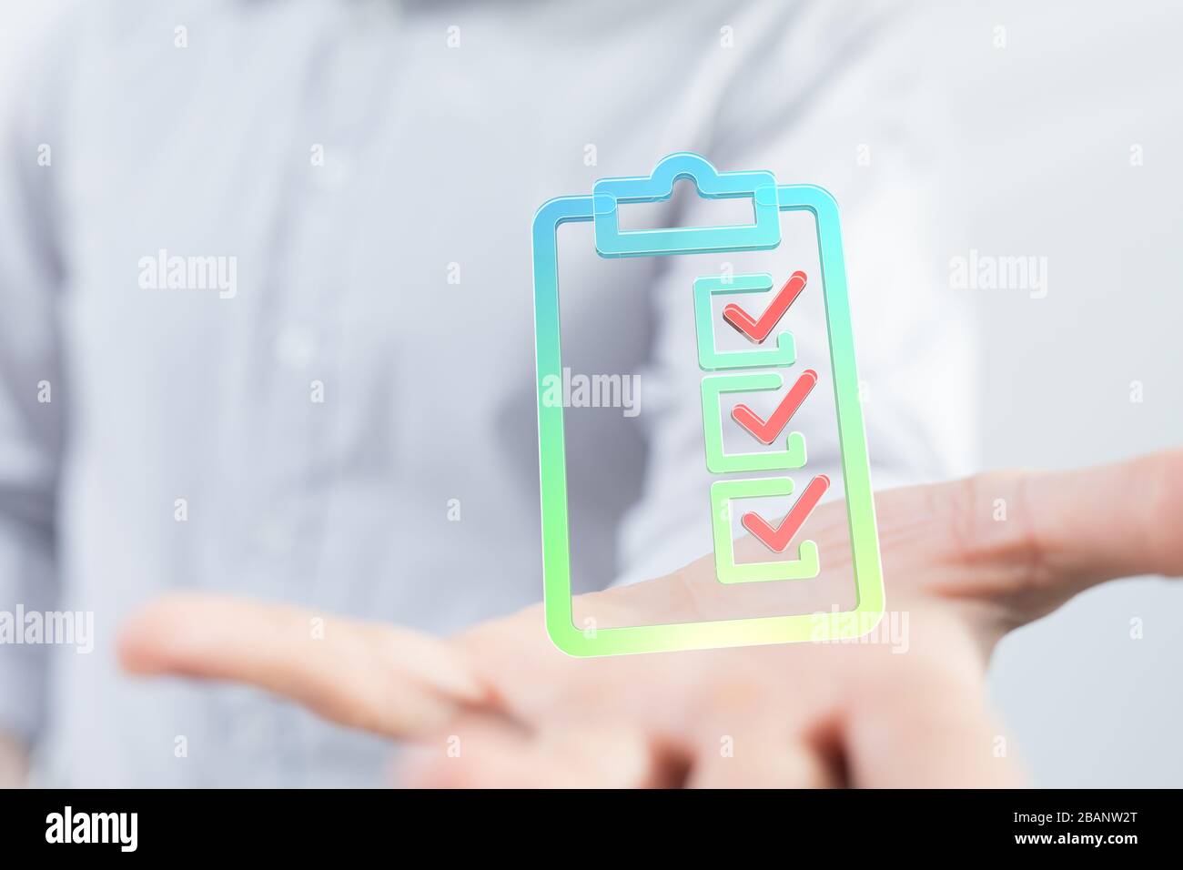 A Touching Check List on Visual Screen Stock Photo - Alamy