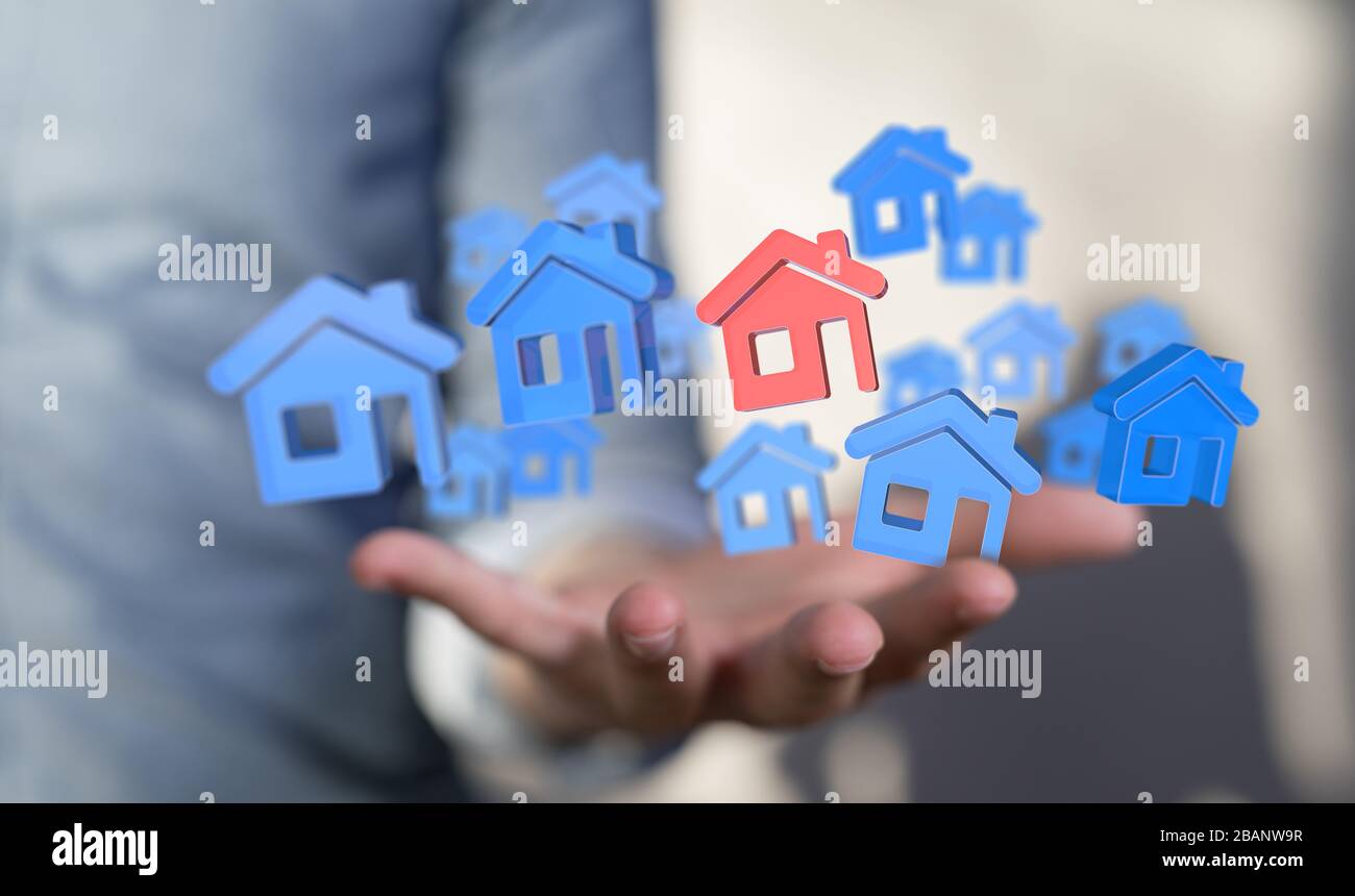 A house in among houses for real estate concept Stock Photo - Alamy