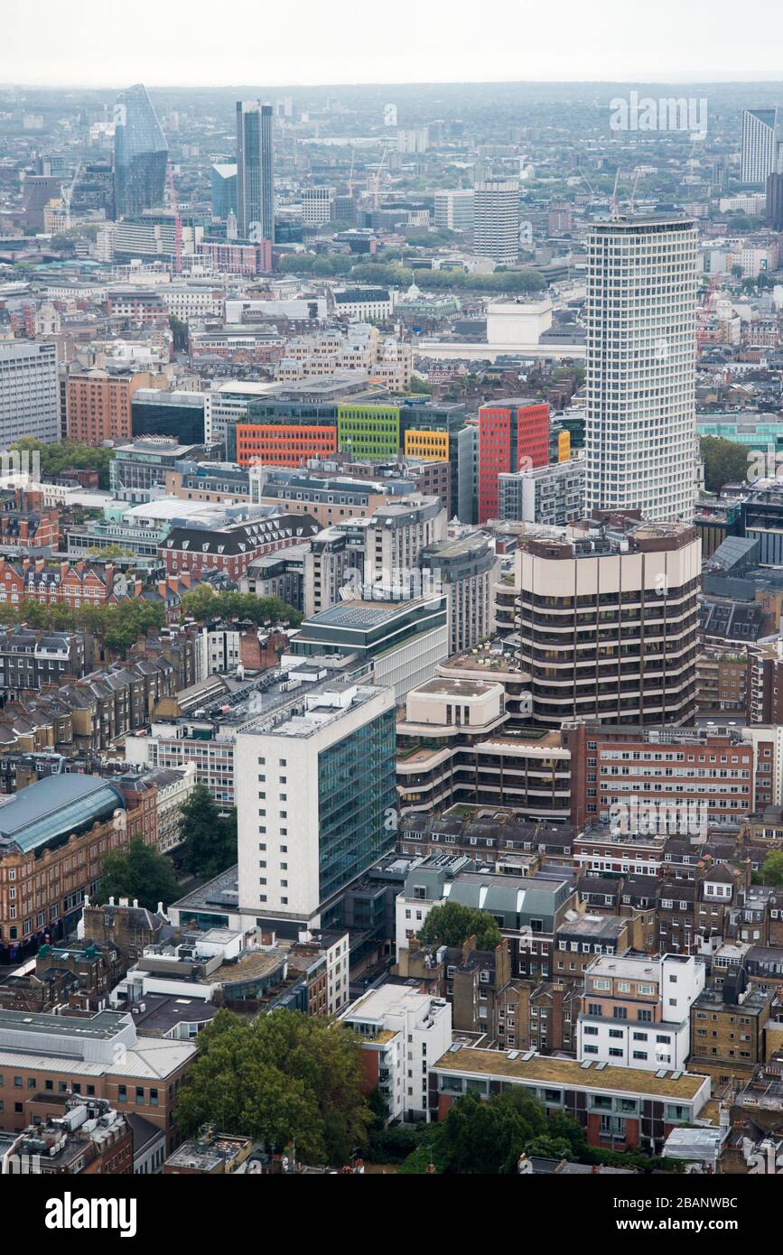Aerial View of the City of London from the BT Tower, 60 Cleveland St ...