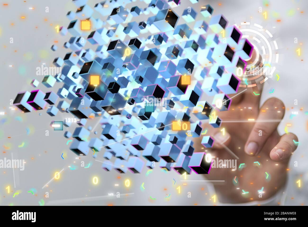 A code data concept in hand digital 3d Stock Photo - Alamy