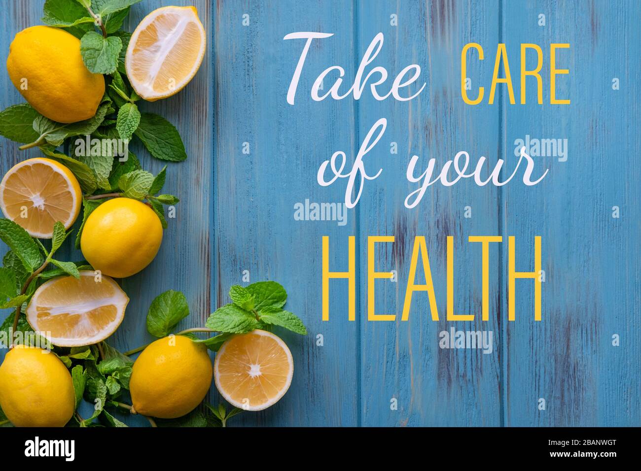 Take Care Of Your Health Greeting Card With The Inscription Lemons