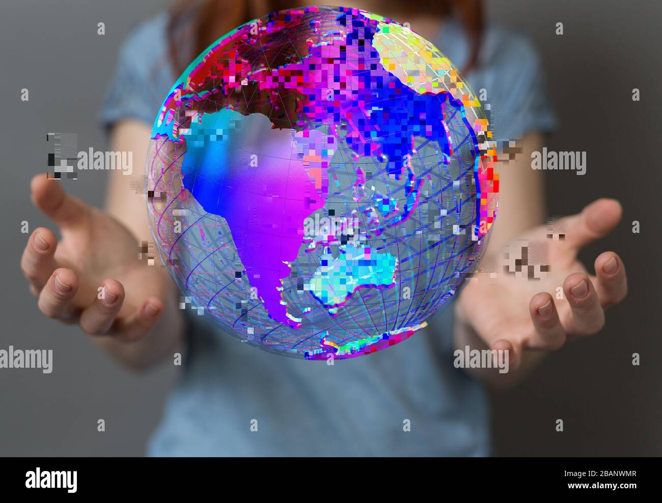 A Human Hand Holding The World In Hands Stock Photo - Alamy