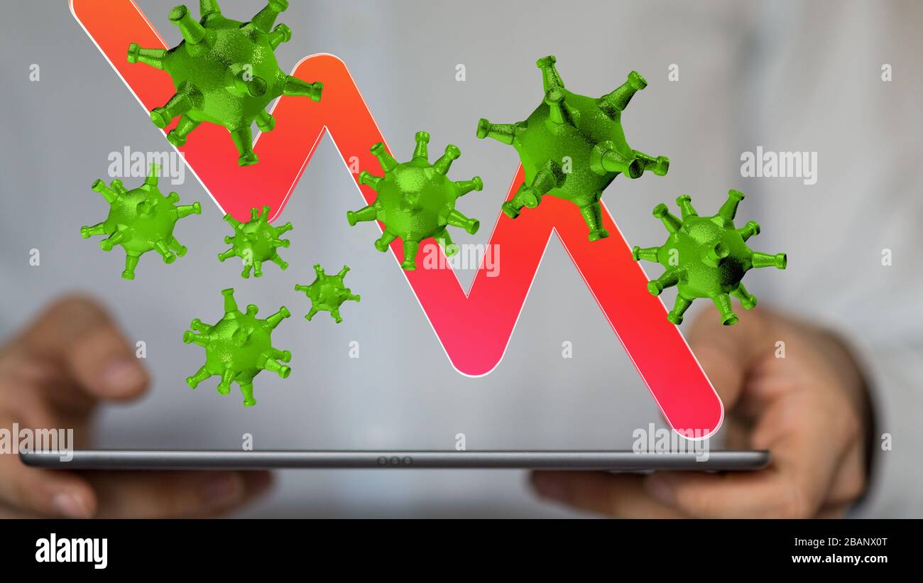 A Financial stock graph has down from virus corona outbreak Stock Photo ...