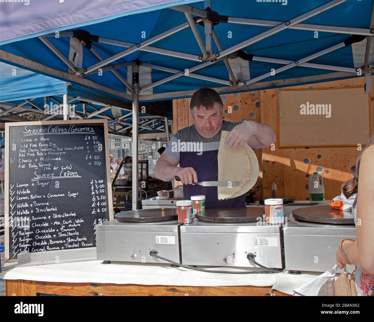 Man folding a crepe, Crepe Stand, Ancient Marketplace, Kingston Upon ...