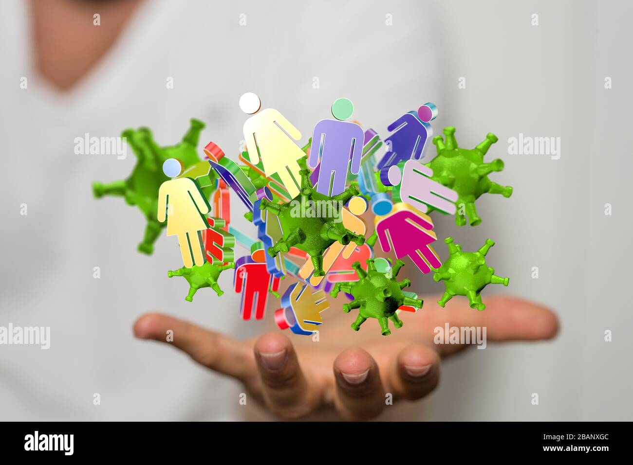 A flu virus attack digital 3d Stock Photo - Alamy