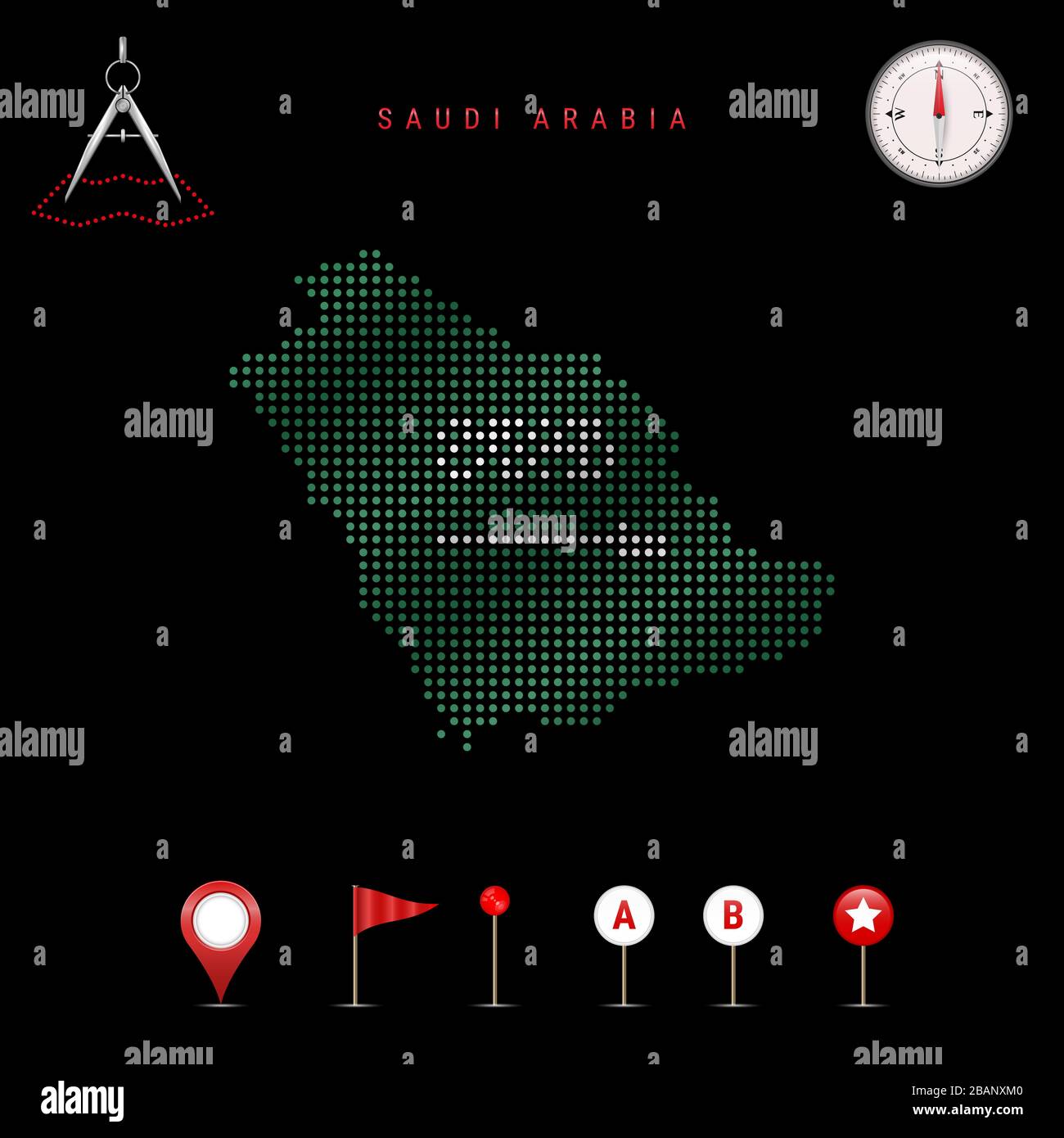 Saudi arabia map dots hi-res stock photography and images - Alamy