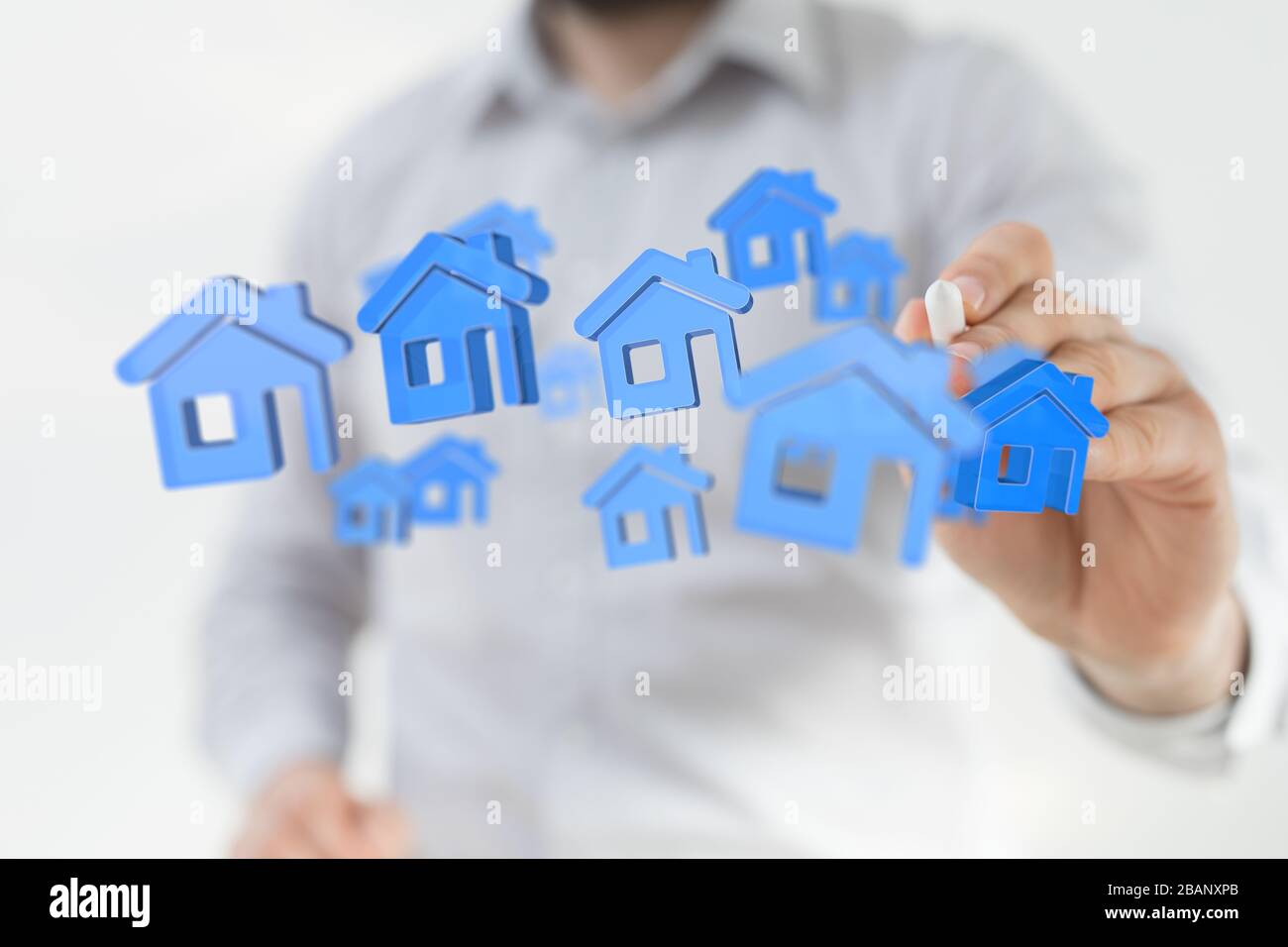A house in among houses for real estate concept Stock Photo - Alamy