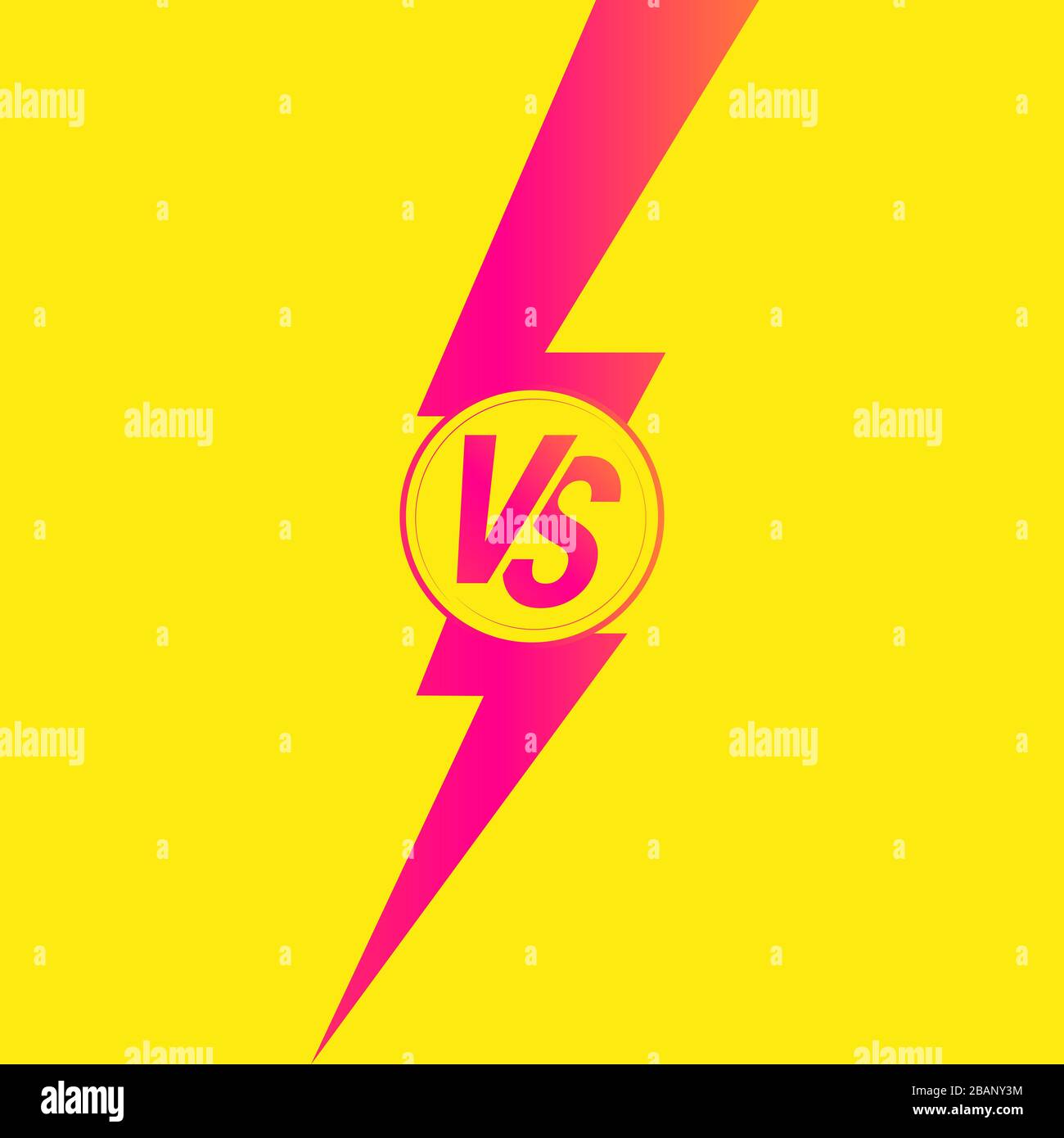 Versus VS lightning symbol template. Yellow background. illustration ...