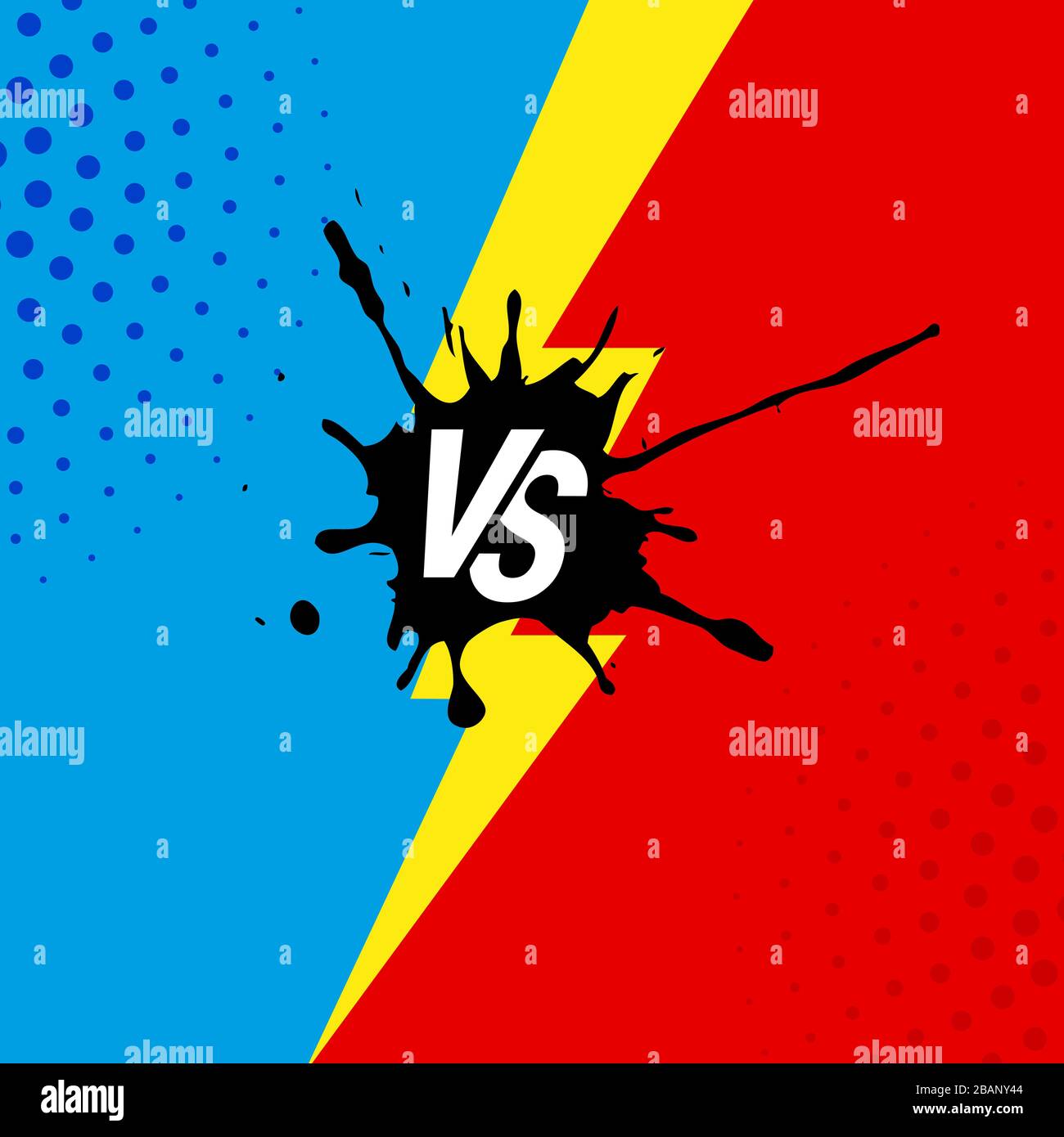 Versus VS lightning symbol template. illustration. Blue and red corners ...