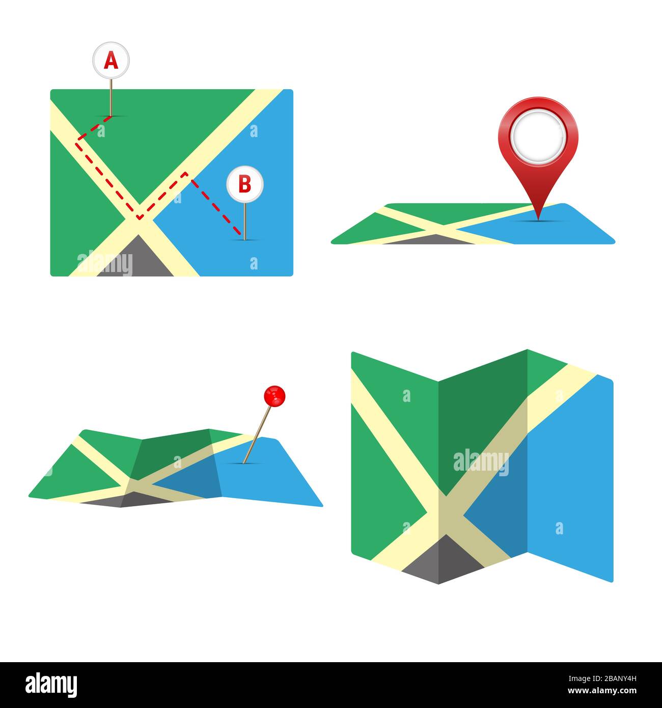 Map icon set isolated on white Stock Photo - Alamy