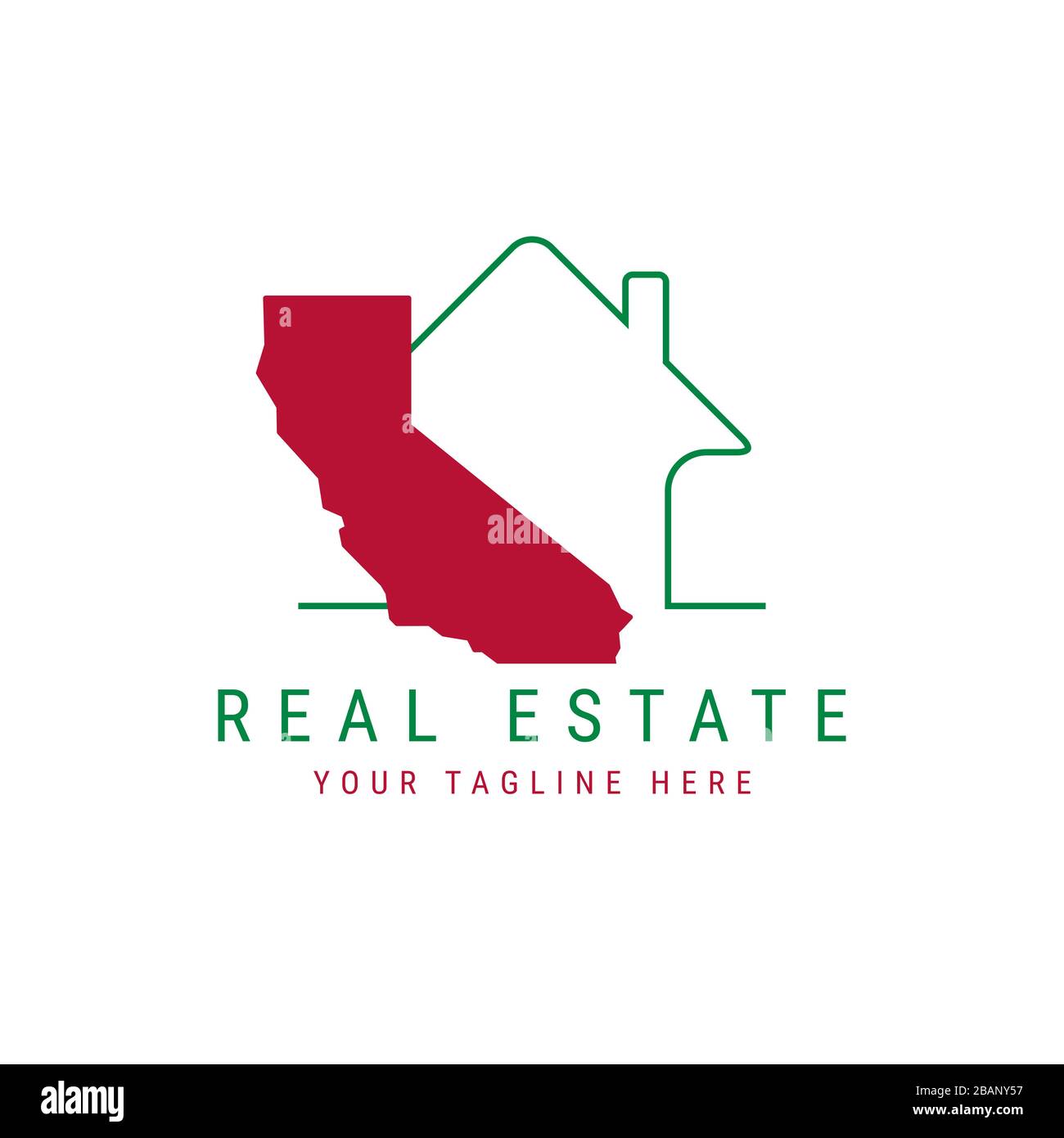 California real estate icon. Home line icon and simple map of ...