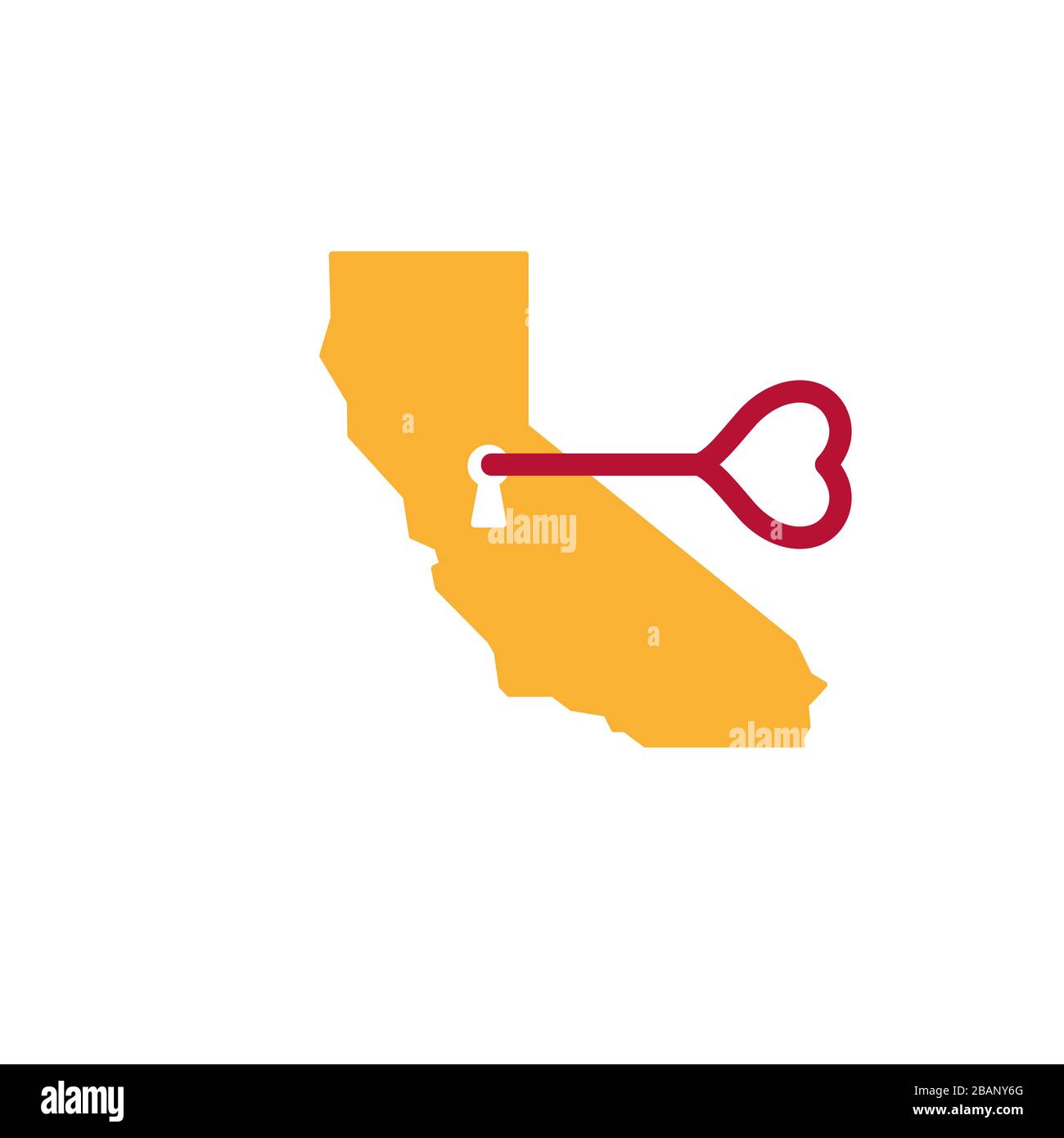 California real estate icon. Golden state and vintage red key in the ...