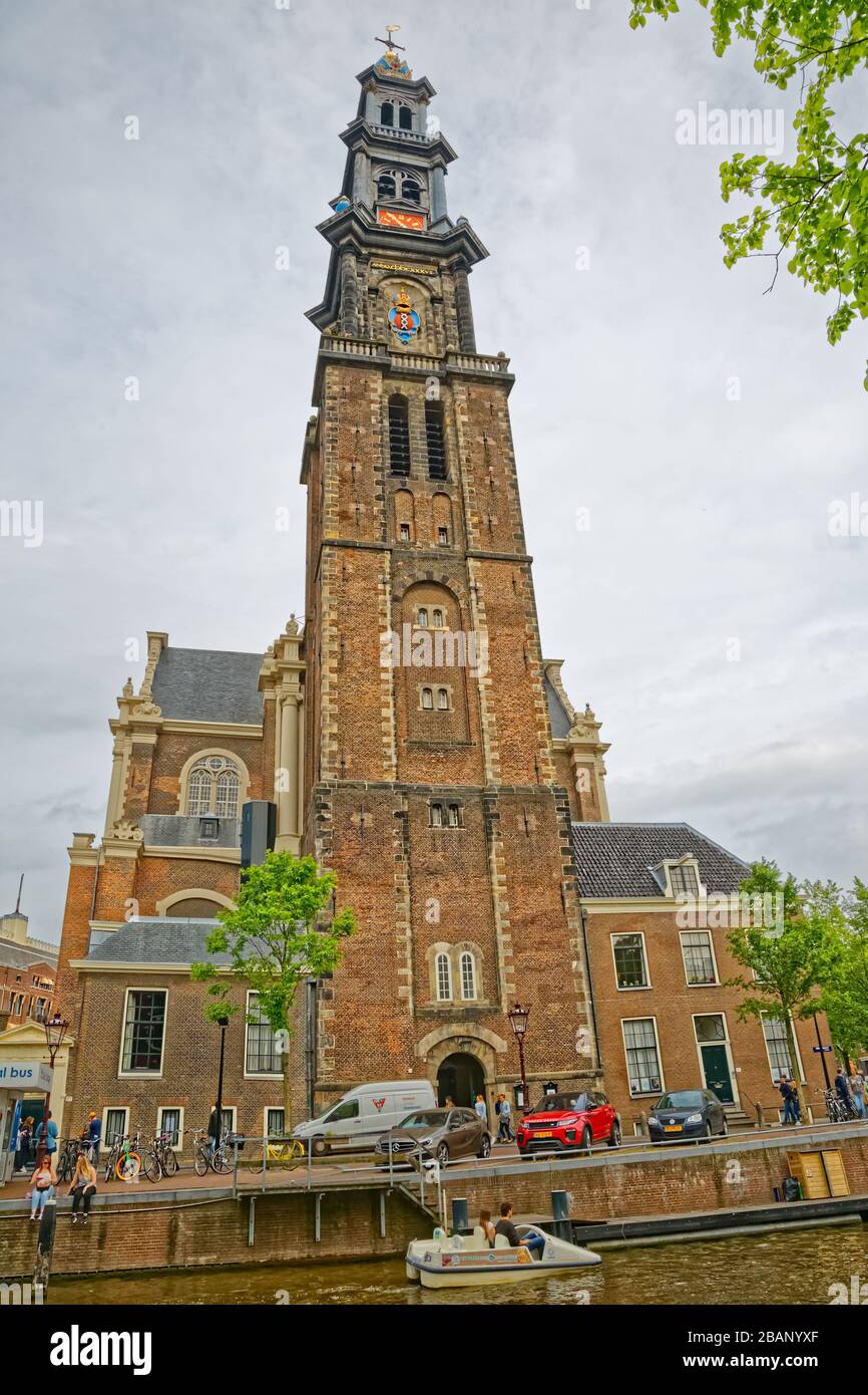 Amsterdam Westerkerk old church in Prinsengracht street Stock Photo - Alamy