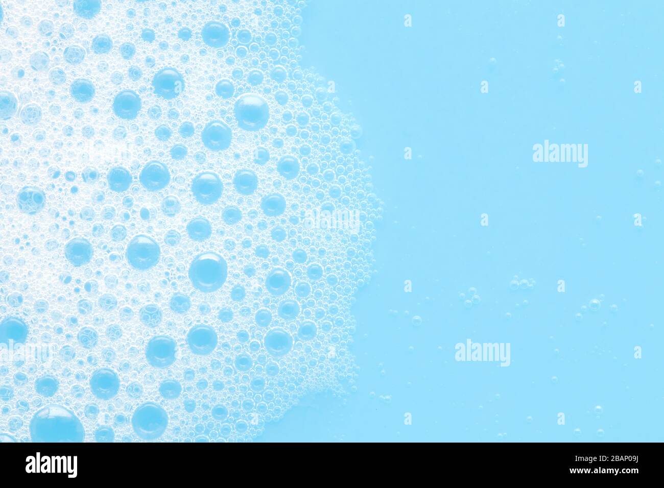 summer blue color soap bubble abstract or pure natural foam texture ...